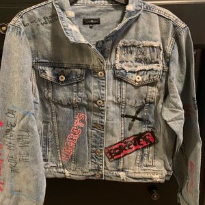 Jackets & Coats | Denim Jacket With Writing On It | Poshmark